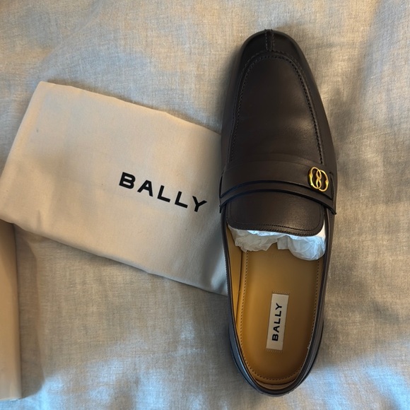 Bally | Shoes | Bally Black Leather Loafers With Gold Hardware | Poshmark